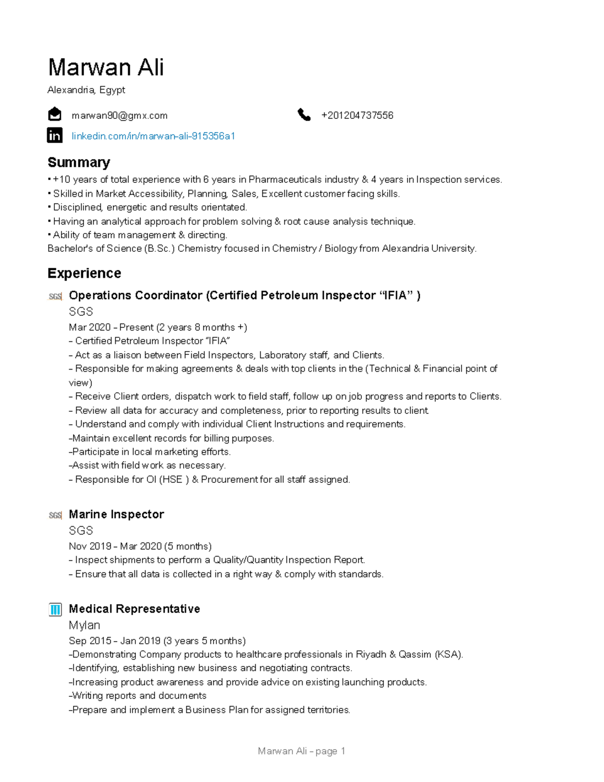 Resume-Marwan-Ali- Coordinator - Marwan Ali Alexandria, Egypt marwan90@gmx + - Studocu