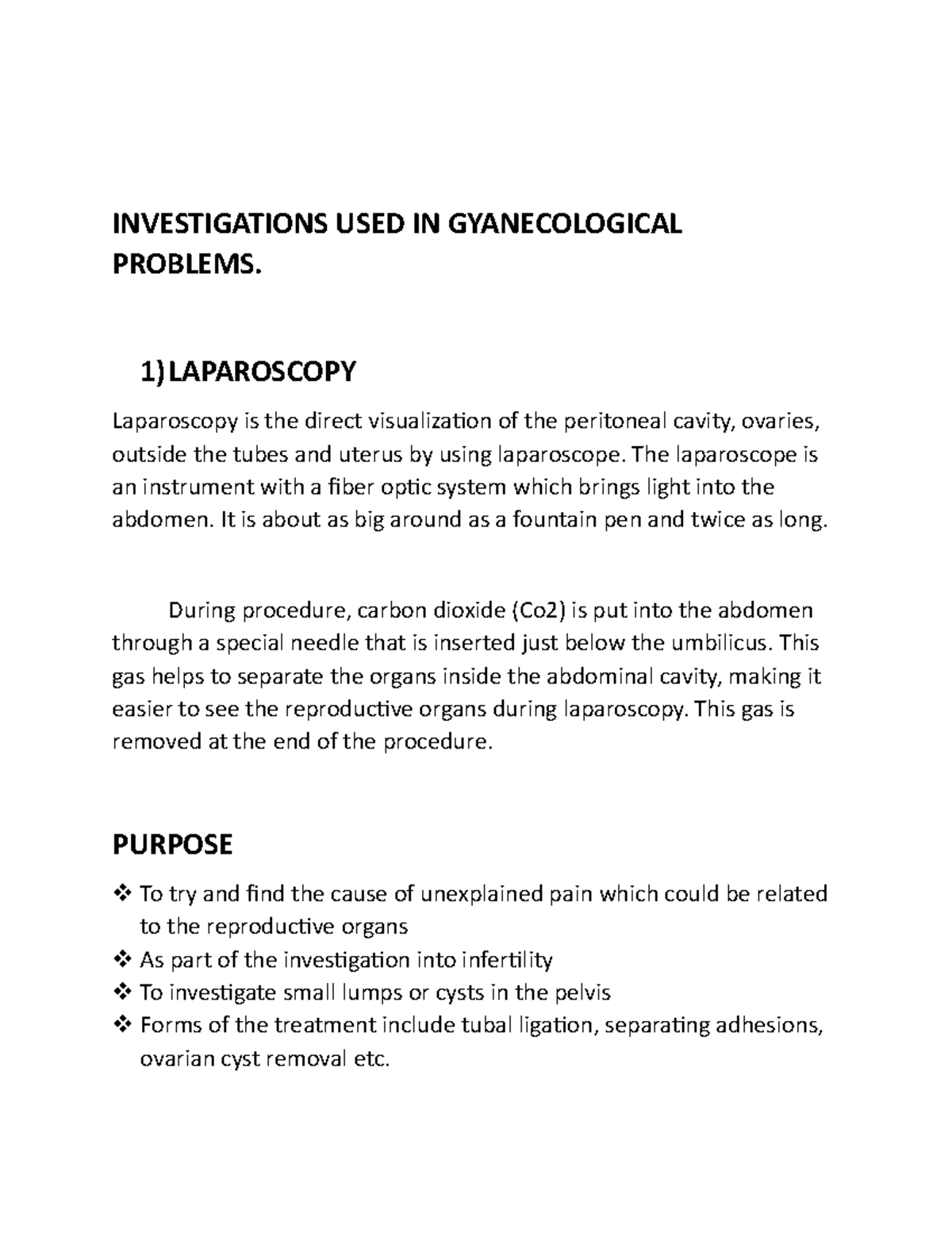 Laparoscopy - It is about surgical procedure - INVESTIGATIONS USED IN ...