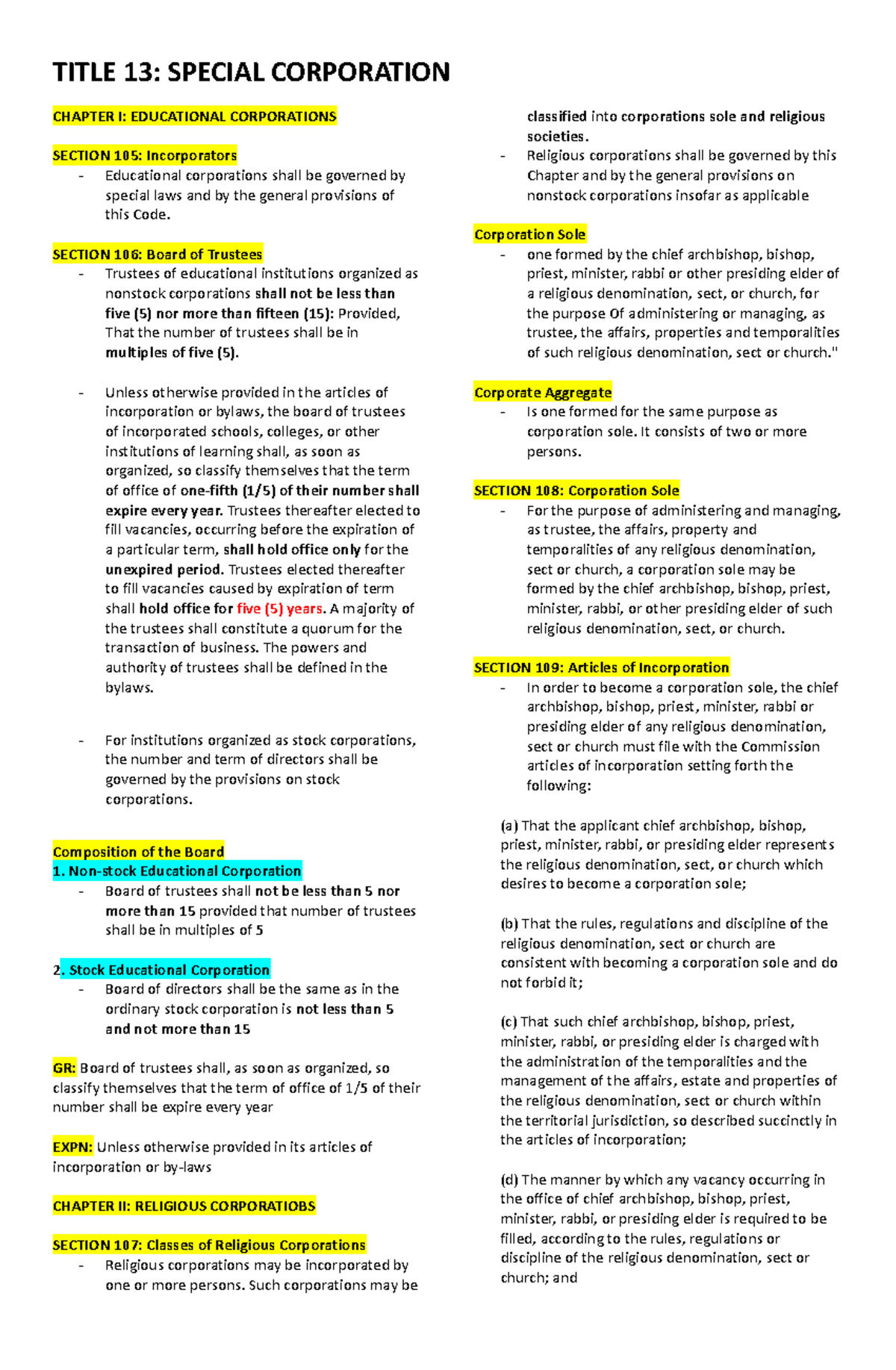 Law on Private Corporation (Title 13) - TITLE 13: SPECIAL CORPORATION ...