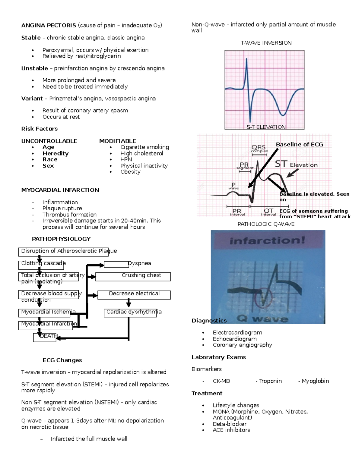 Angina- Pectoris - ANGINA PECTORIS (cause of pain – inadequate O 2 ...
