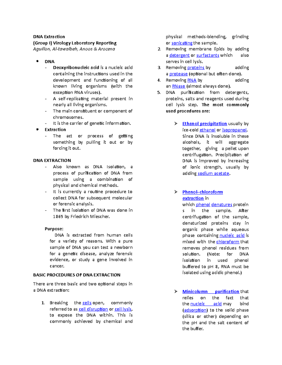 DNA-Extraction-Reporting - DNA Extraction (Group I) Virology Laboratory ...