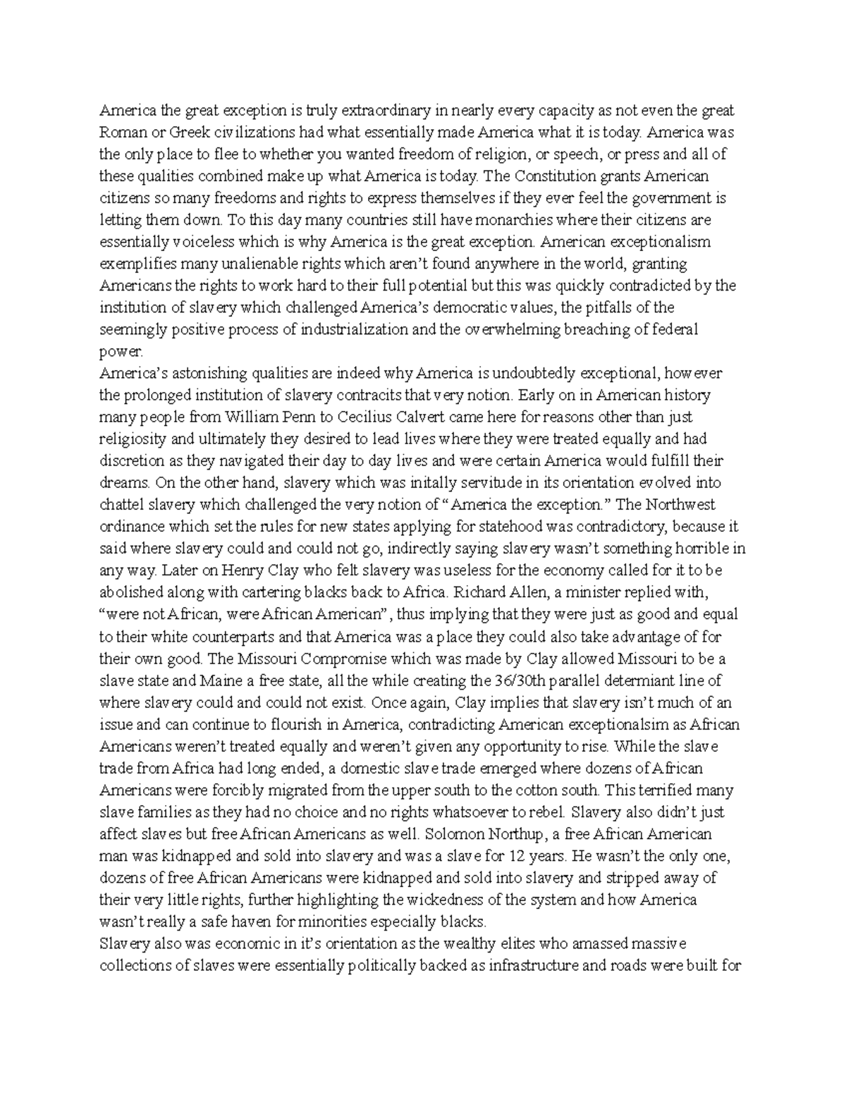 Final exam history essay - America the great exception is truly ...