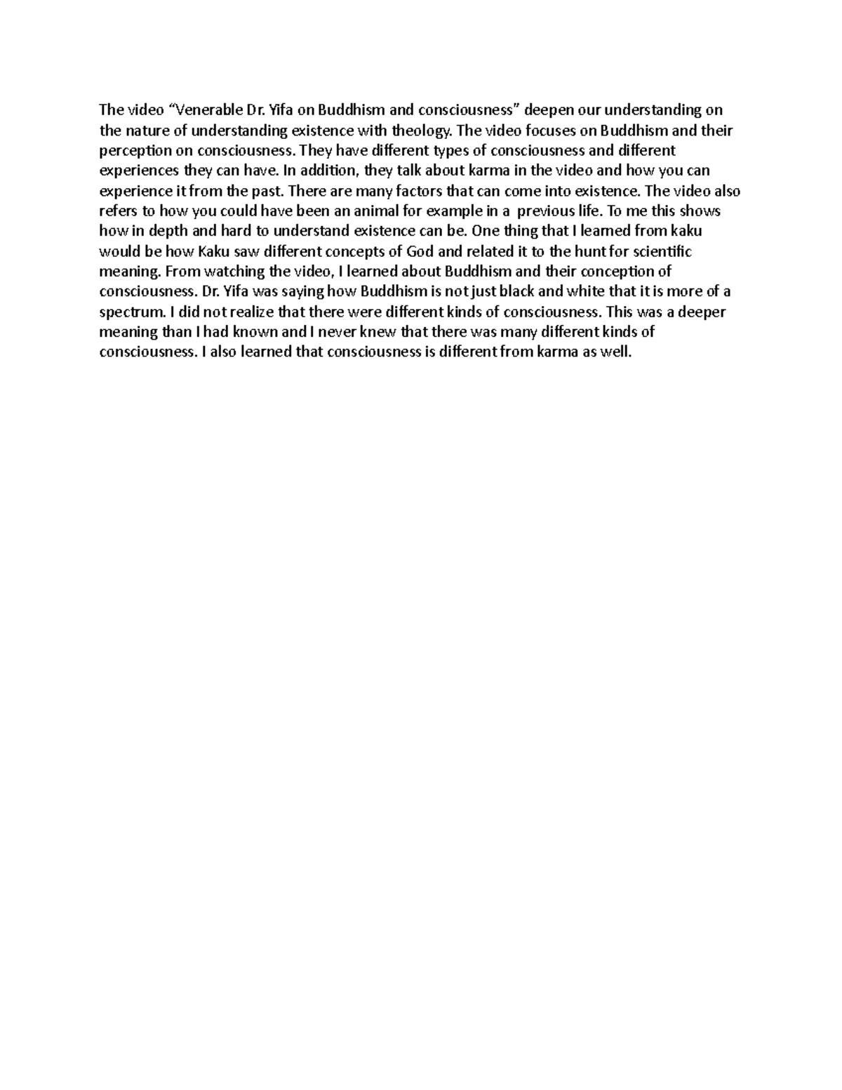 TRS 1040-reflection 1:26 - The video “Venerable Dr. Yifa on Buddhism ...