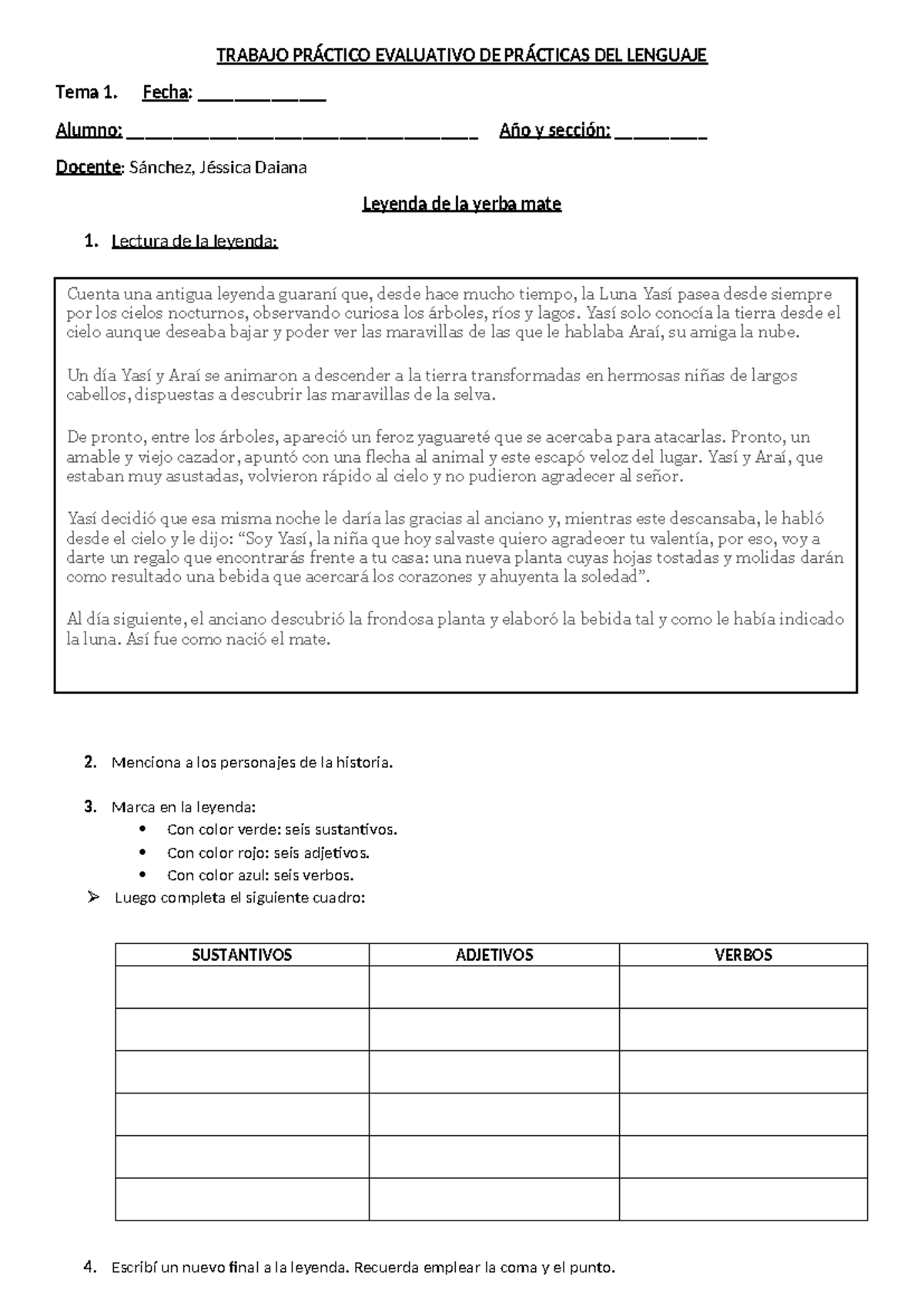 T P Evaluativo DE Prácticas DEL Lenguaje Tema 1 y 2 Quinto - TRABAJO ...