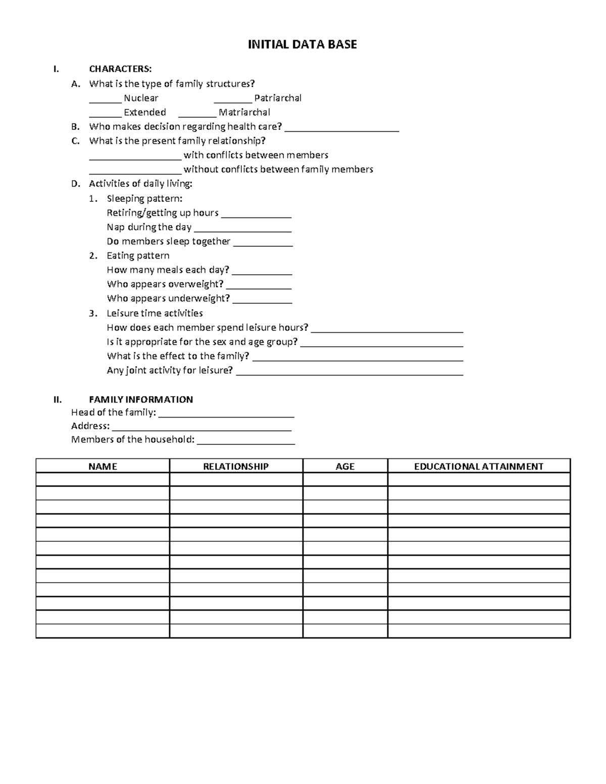 Initial DATA BASE 1 1 - BSN LECTURE NOTES - INITIAL DATA BASE I ...