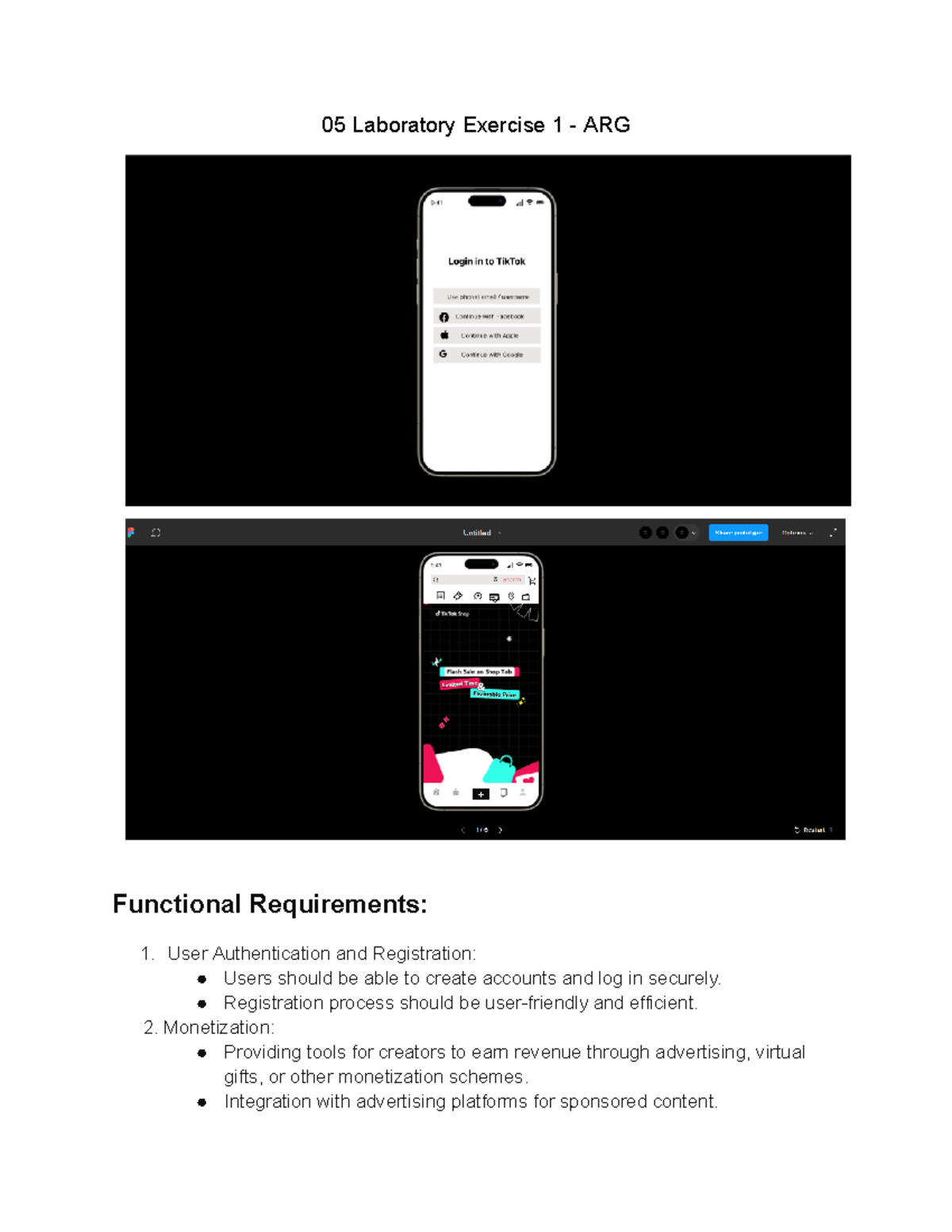 05 Laboratory Exercise 1 - ARG - 05 Laboratory Exercise 1 - ARG Functional Requirements: 1. User ...