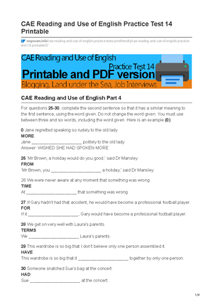 Engexam.info-CAE Reading and Use of English Practice Test 12 Printable ...