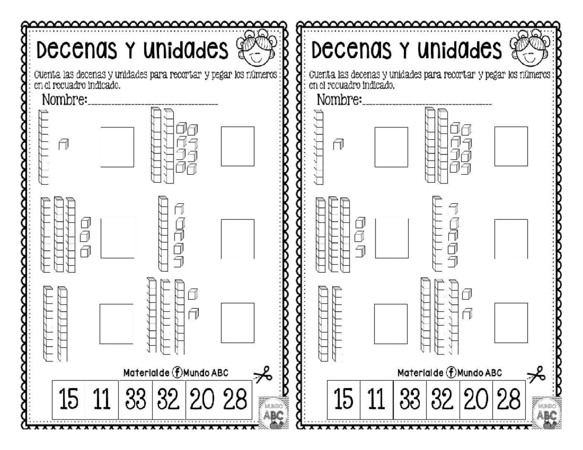 Decenas Y Unidades - ejercicios de la decena - Matematicas - Studocu