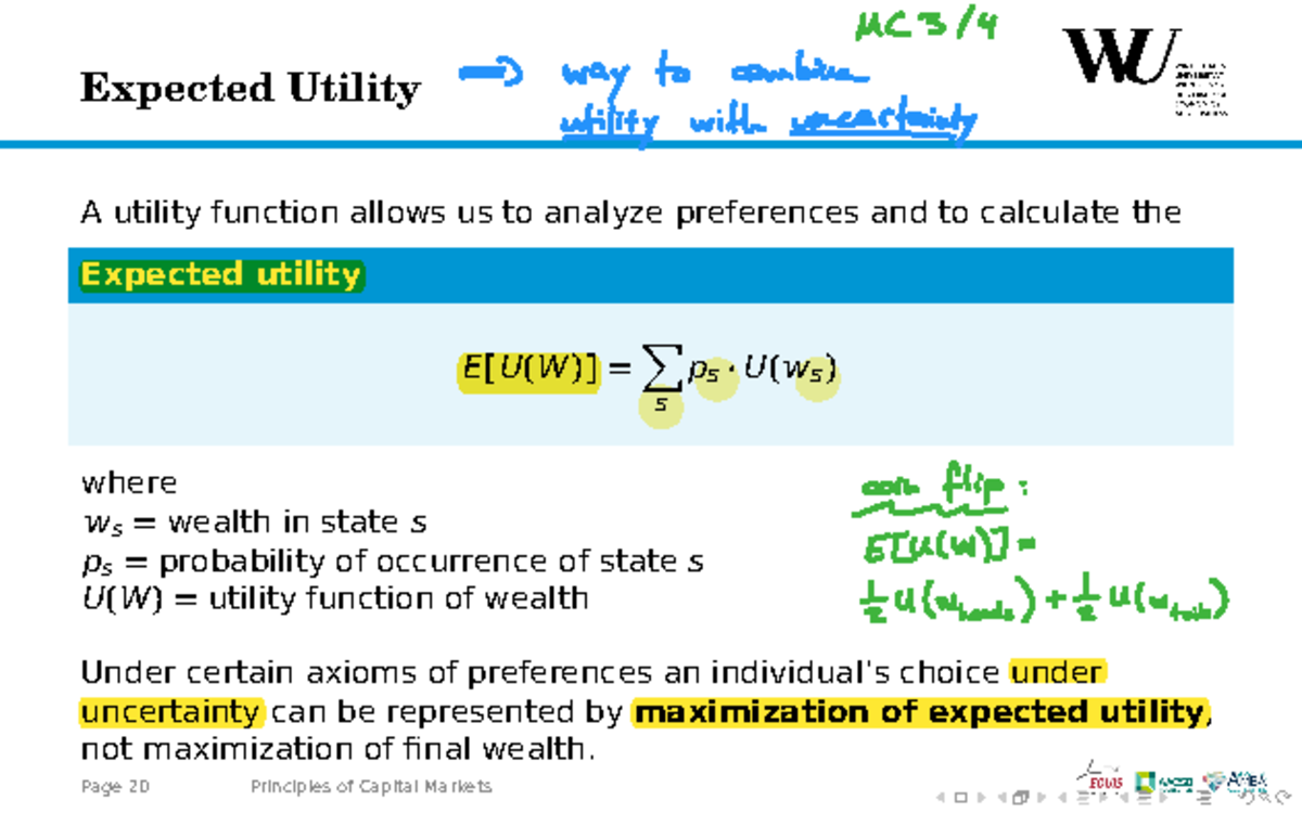Lecture 2-notes - Slides - Expected Utility A utility function allows ...