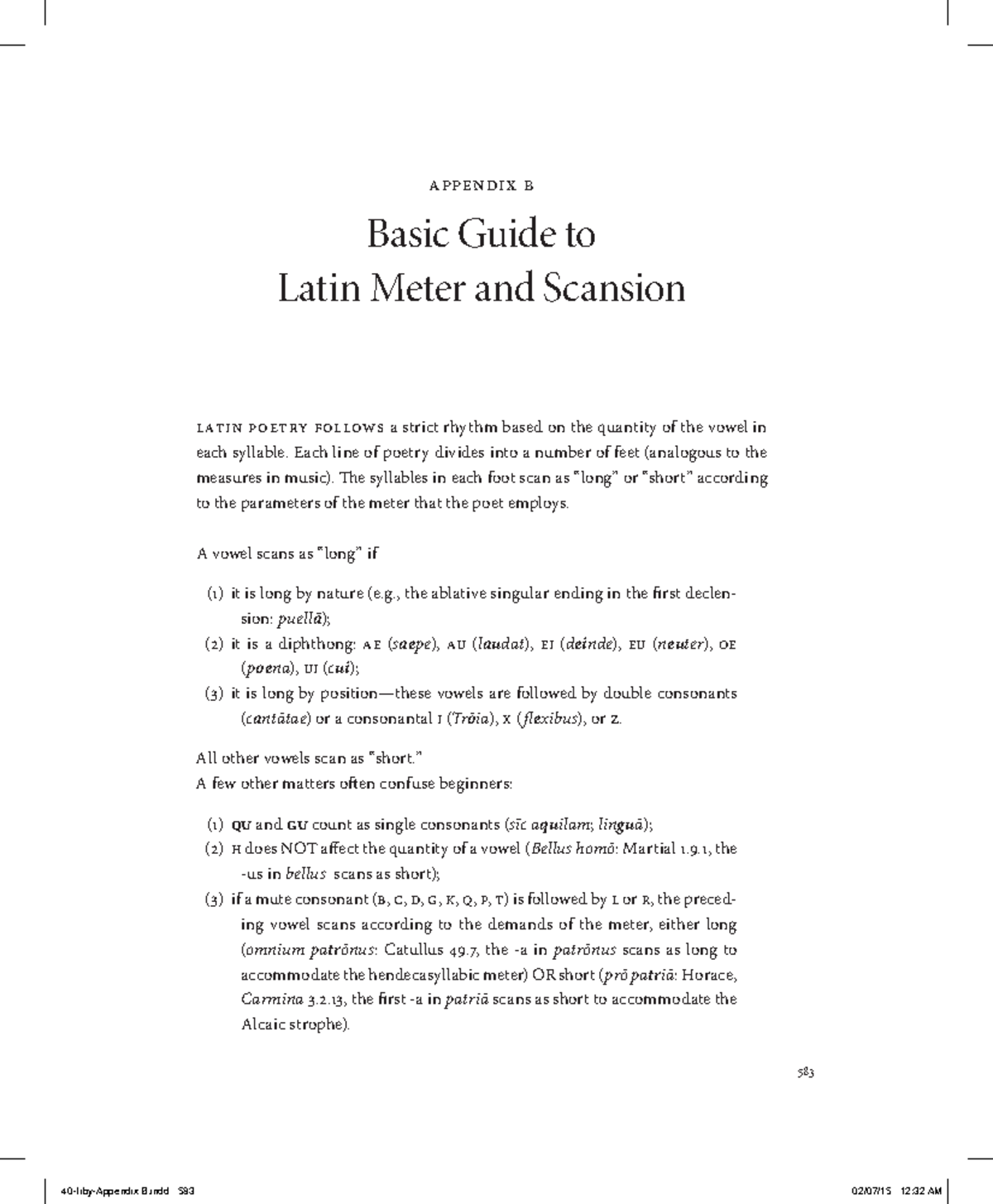 Basic Latin Meter and Scansion Guide - 583 Basic Guide to Latin Meter ...