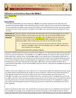 Reflection week 2 - Reflection and Synthesis Report Name: Week #: Week 2 Did you complete all ...