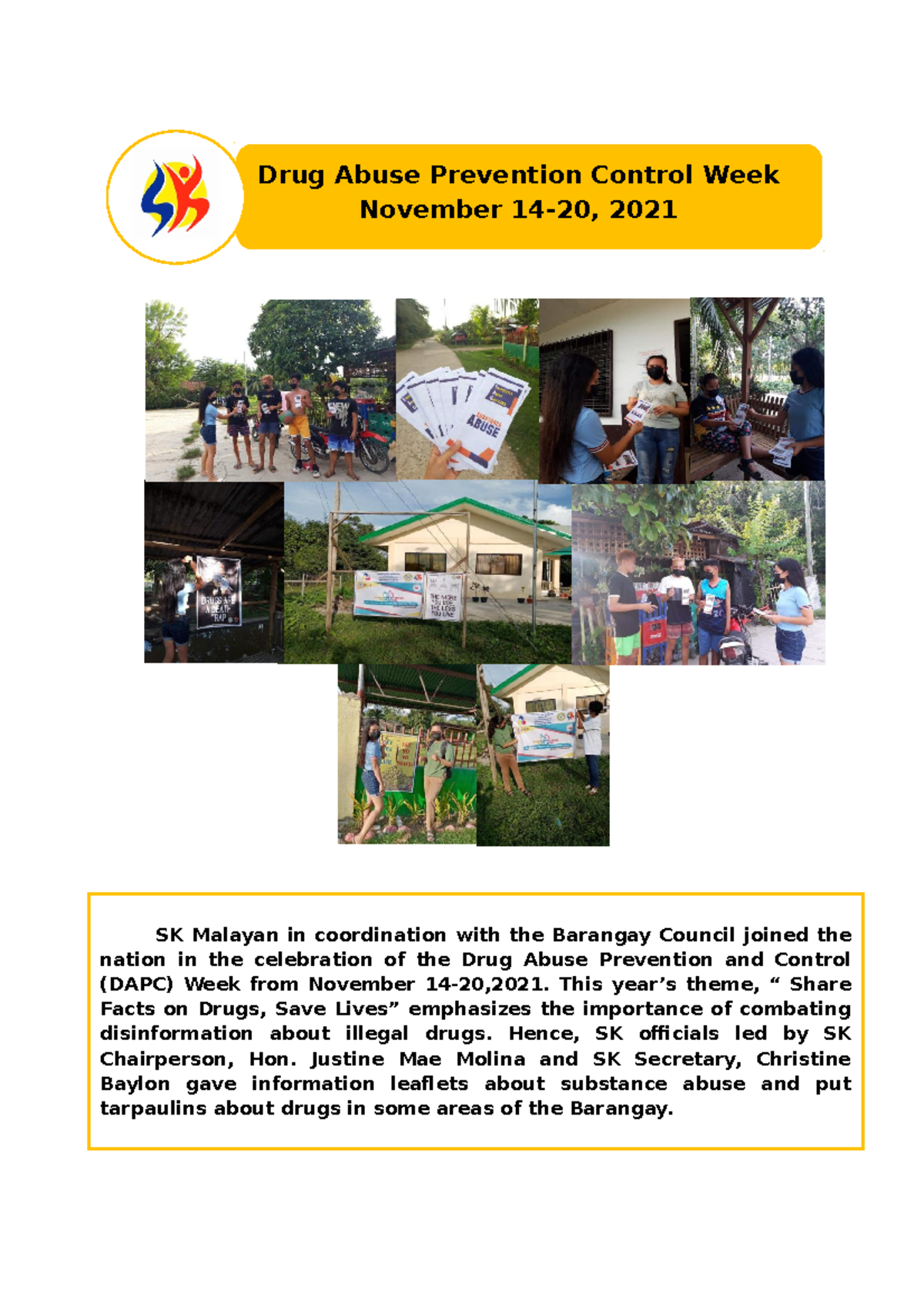 Accomplishment Report - Drug Abuse Prevention Control Week November 14 ...