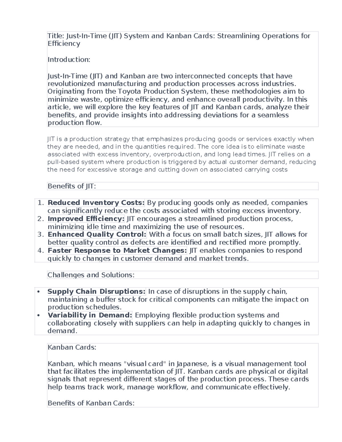 Jitandkanban - Ghijby - Title: Just-In-Time (JIT) System and Kanban ...
