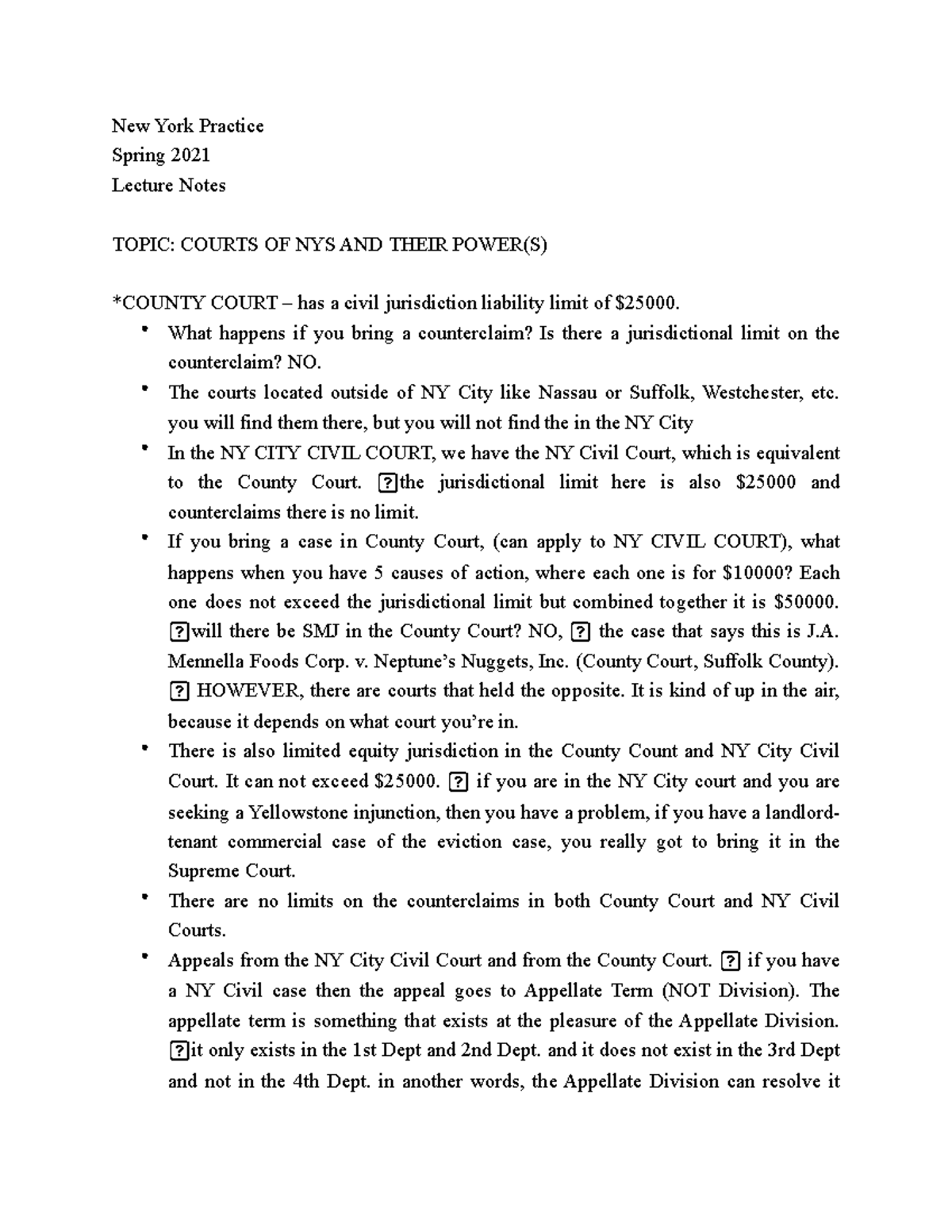 Topic- Courts OF NYS AND Their Power(S) - New York Practice Spring 2021 ...
