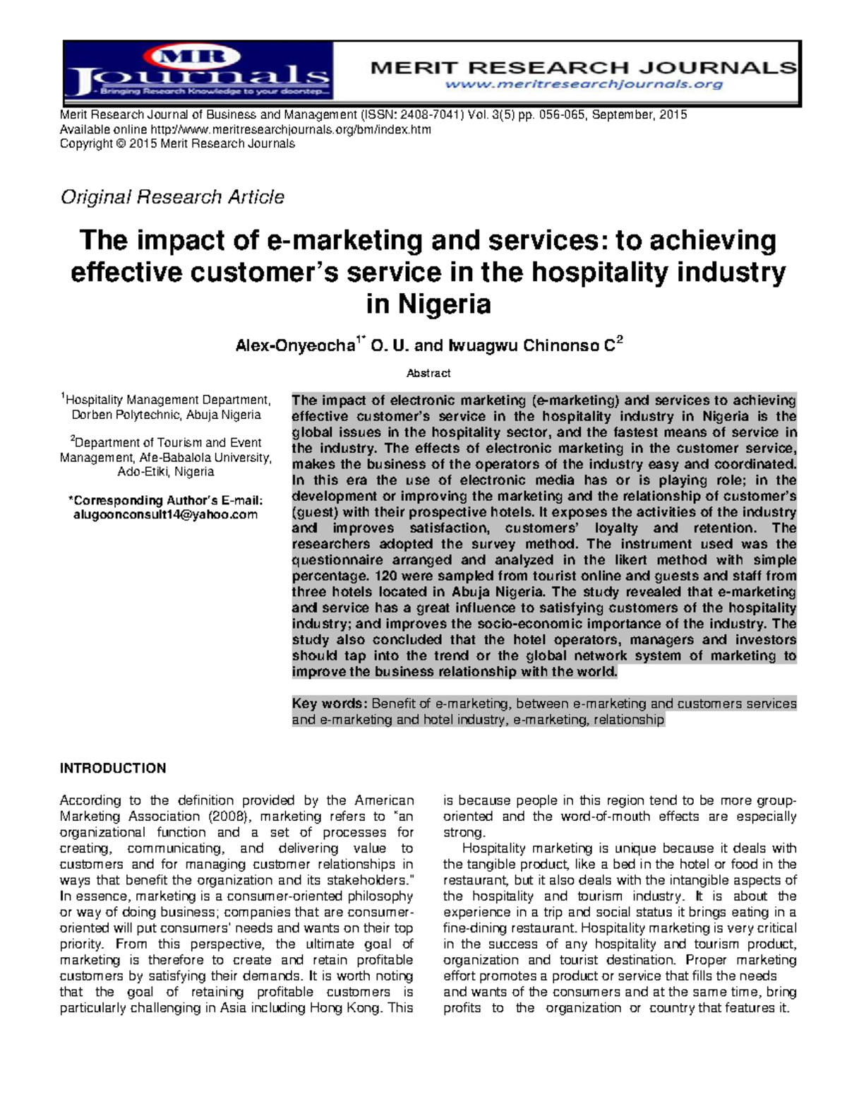 Onyeocha and Iwuagwu - Merit Research Journal of Business and Manag ...