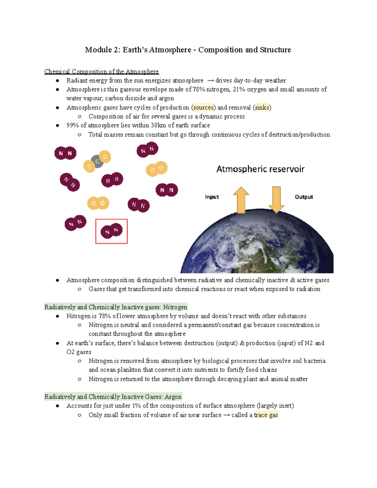 Module 2 Earth’s Atmosphere - Composition and Structure - Studocu