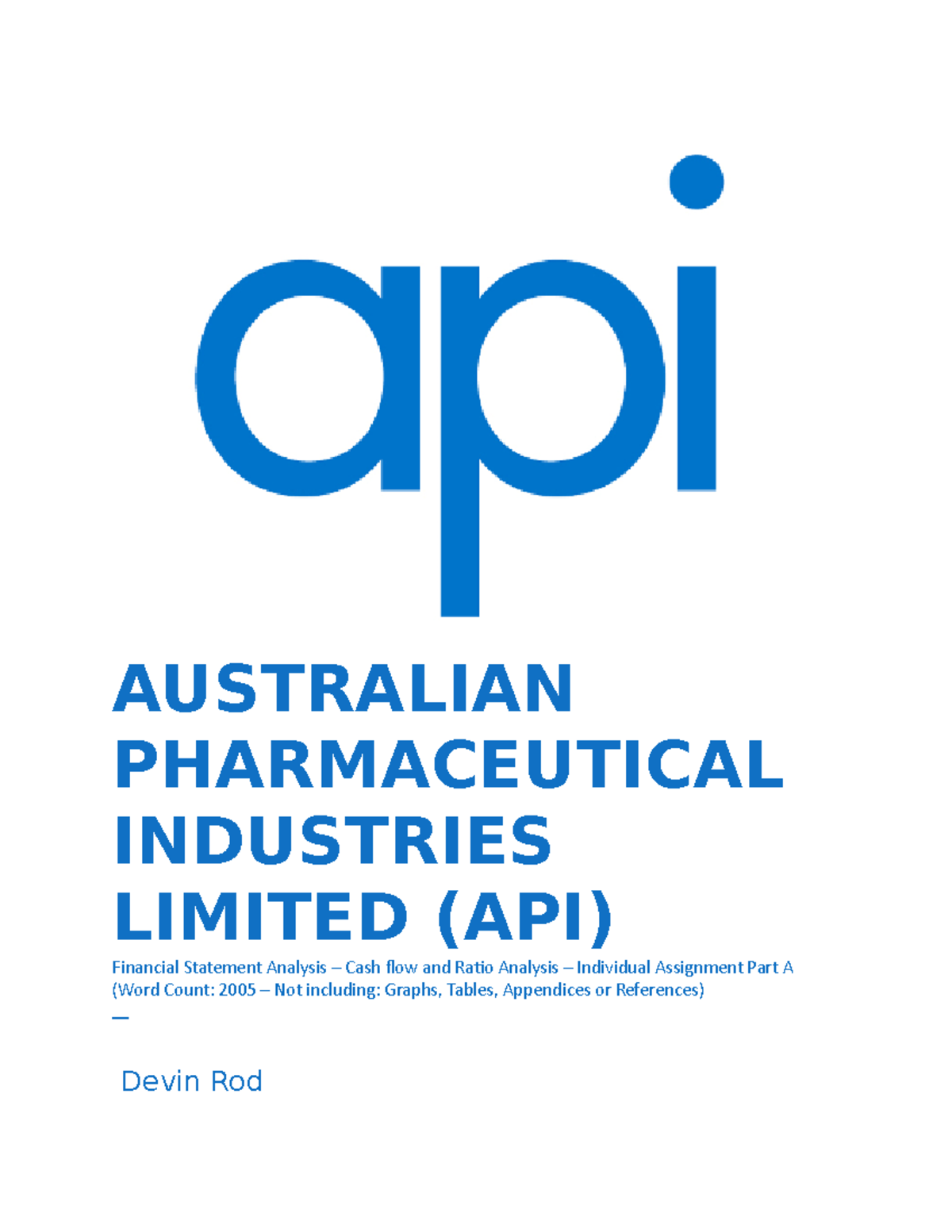 Individual Assignment A - reformulation of FS - AUSTRALIAN ...