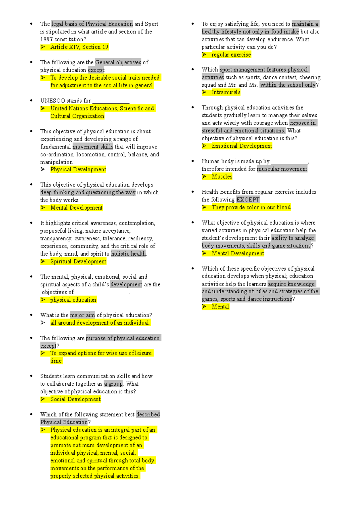 The legal basis of Physical Education and Sport is stipulated in what ...