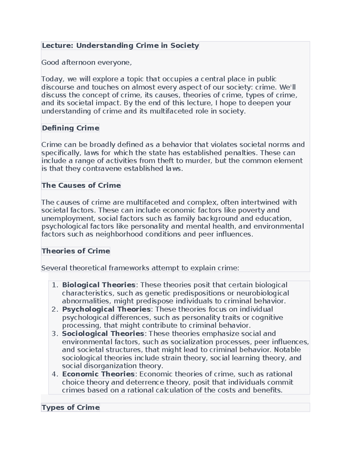 Understanding Crime in Society - We'll discuss the concept of crime ...