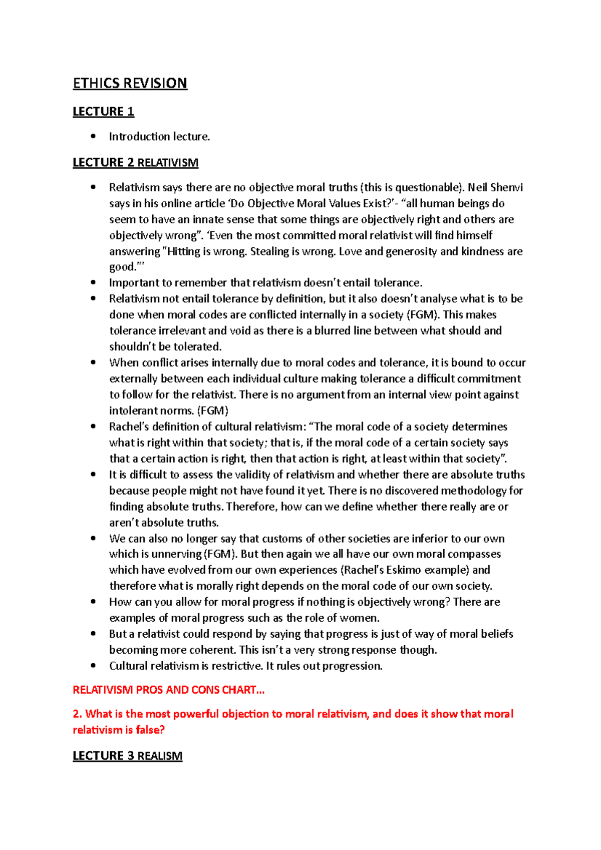 Ethics Revision - ETHICS REVISION LECTURE 1 Introduction lecture ...