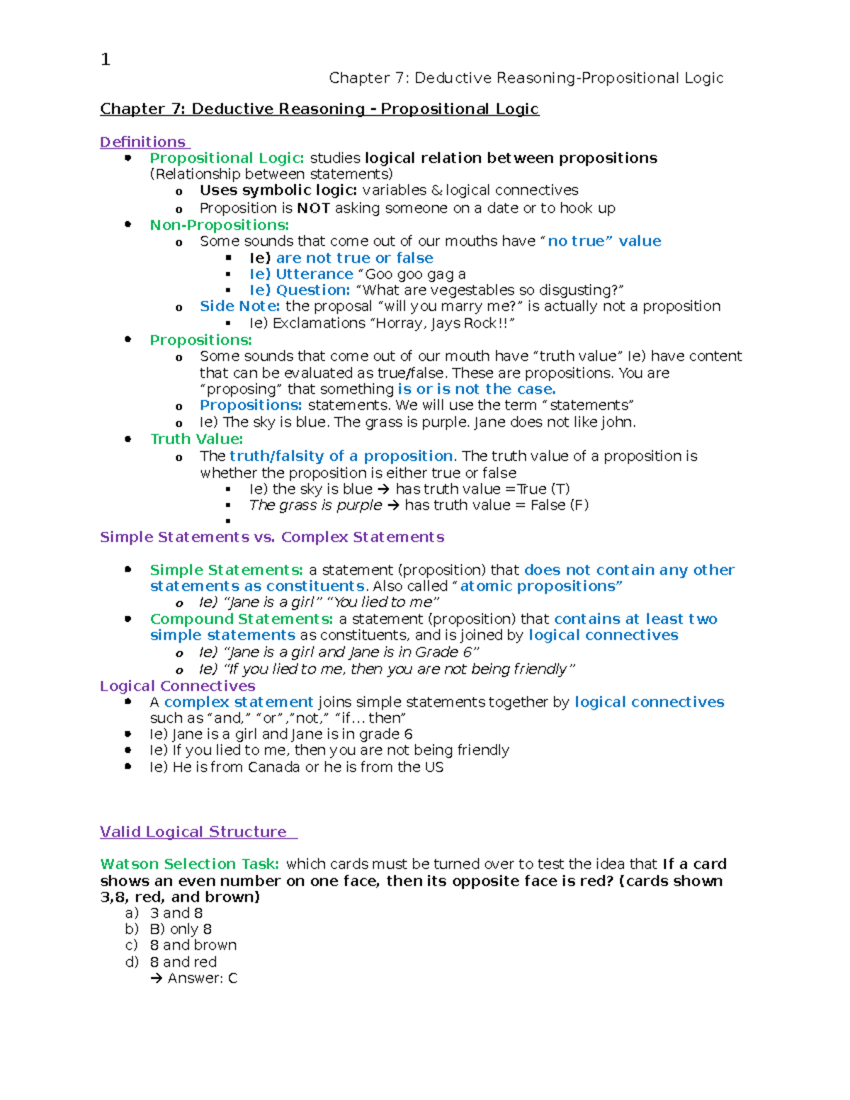Chapter 7-Deductive Reasoning-Propositional Logic - 1 Chapter 7: Deductive Reasoning ...