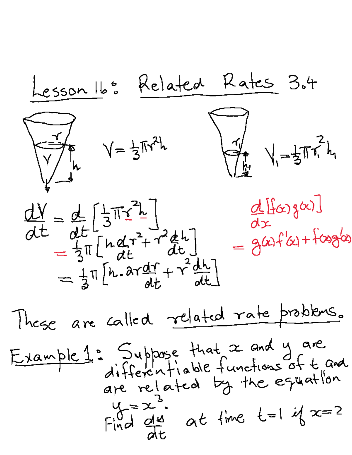 Lesson 16-Related rates - MATH130 - Studocu