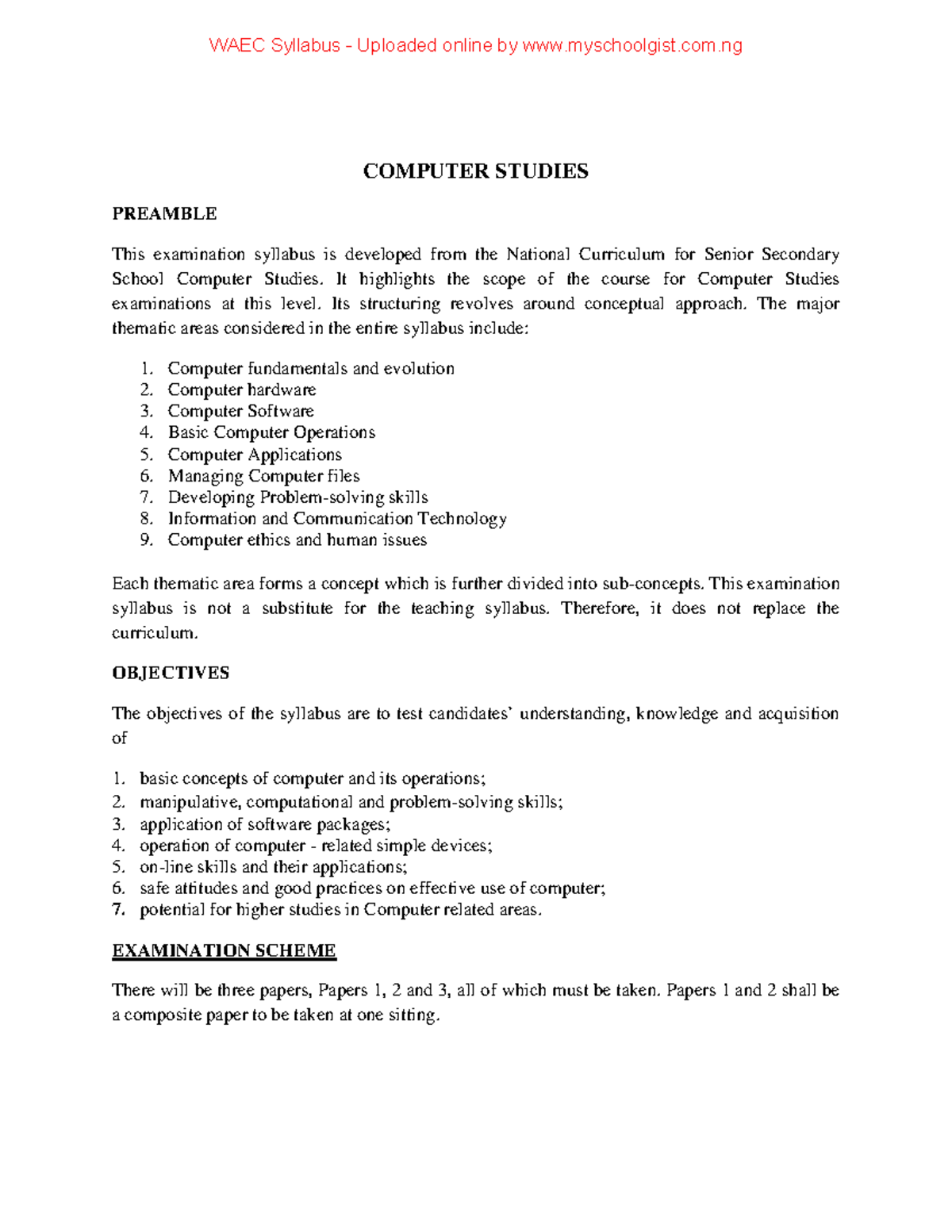 Computer- Studies-1 - Studying material - COMPUTER STUDIES PREAMBLE ...