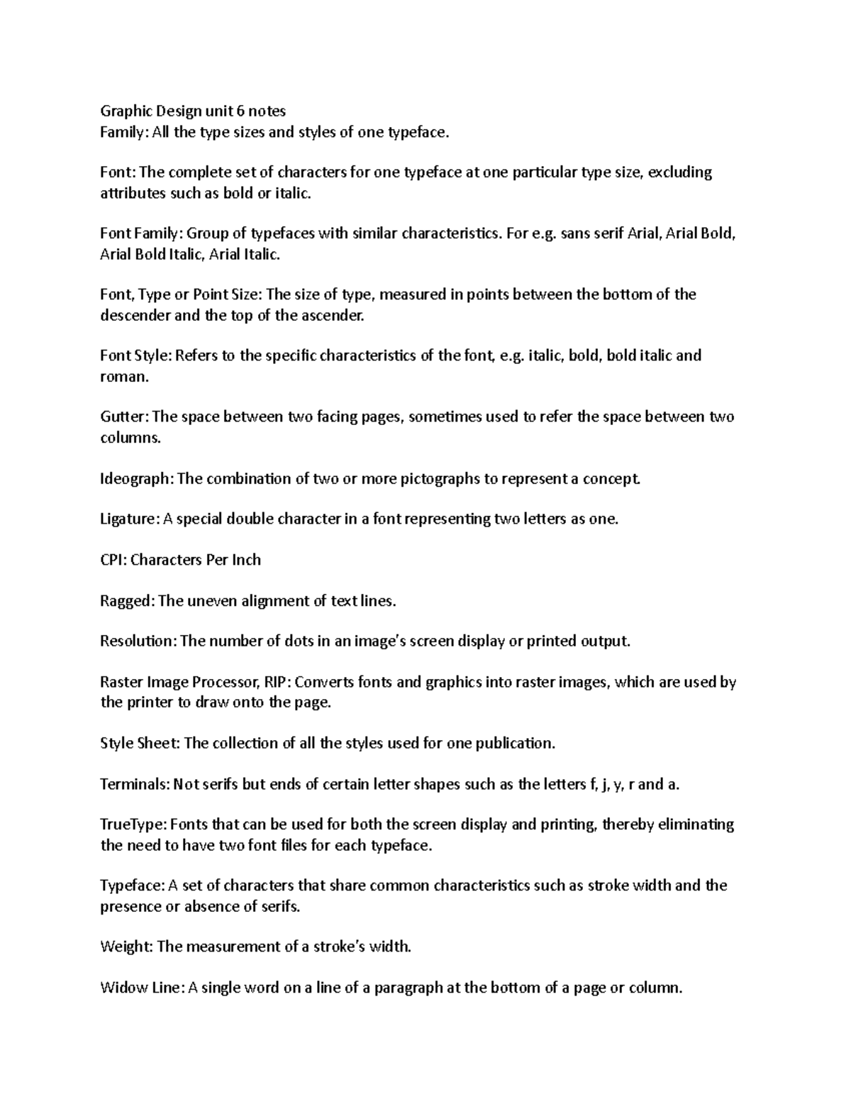 Graphic Design unit 6 notes - Graphic Design unit 6 notesFamily: All ...