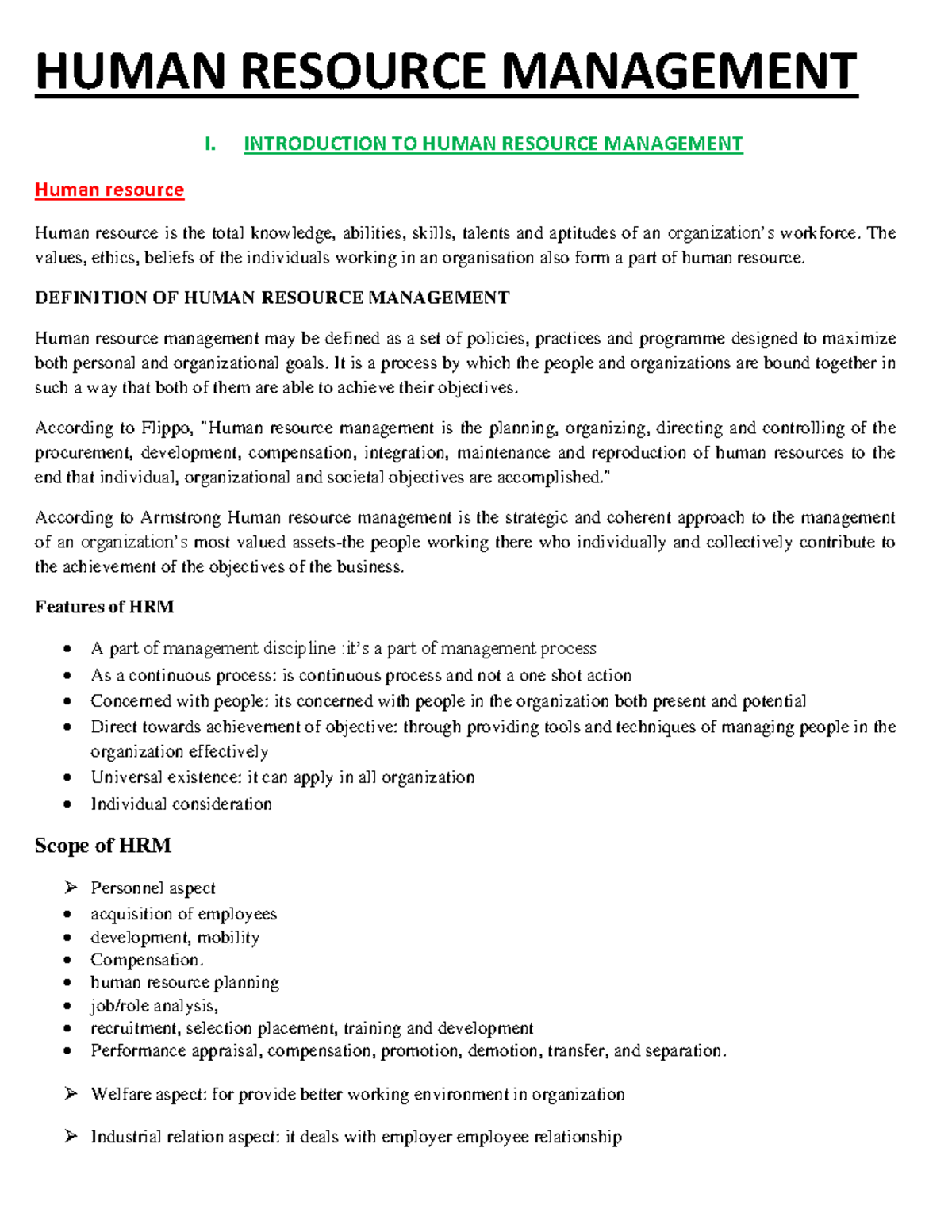 BBA - Human Resource Management - HUMAN RESOURCE MANAGEMENT I ...