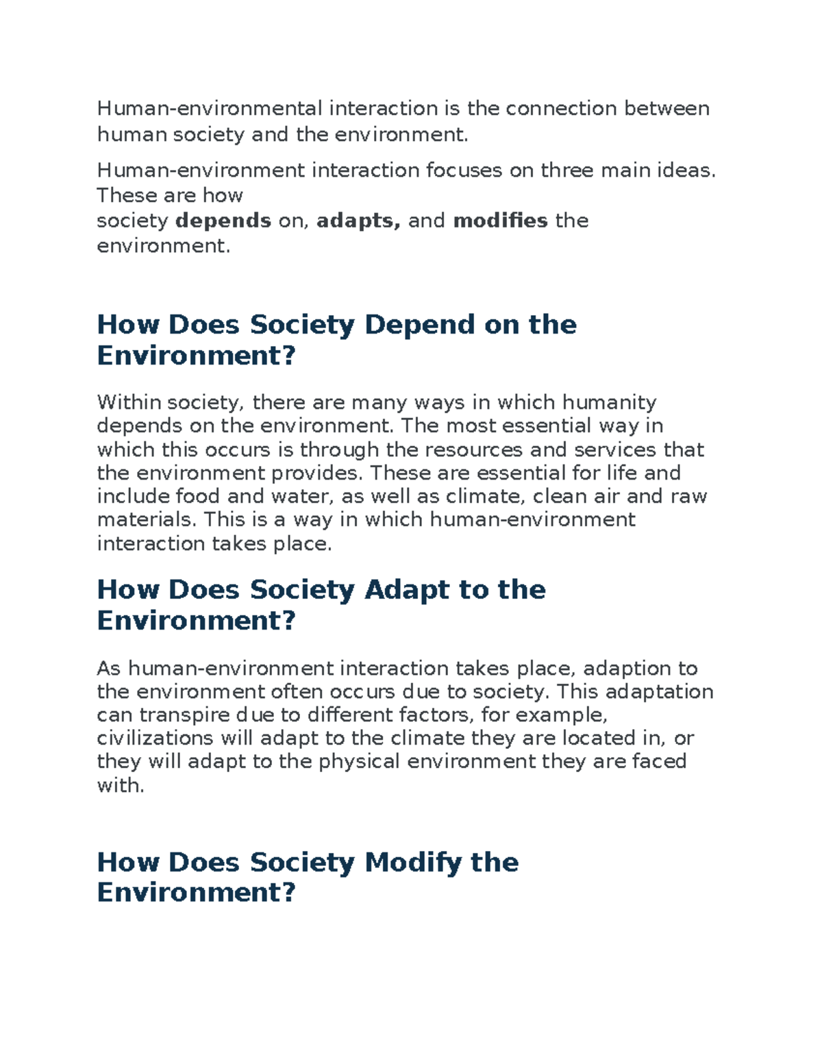 People earth and ecosystem - Human-environmental interaction is the ...