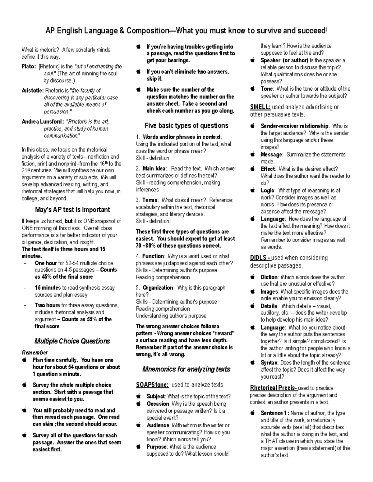 227938120 AP Language Survival Guide - What is rhetoric? A few ...