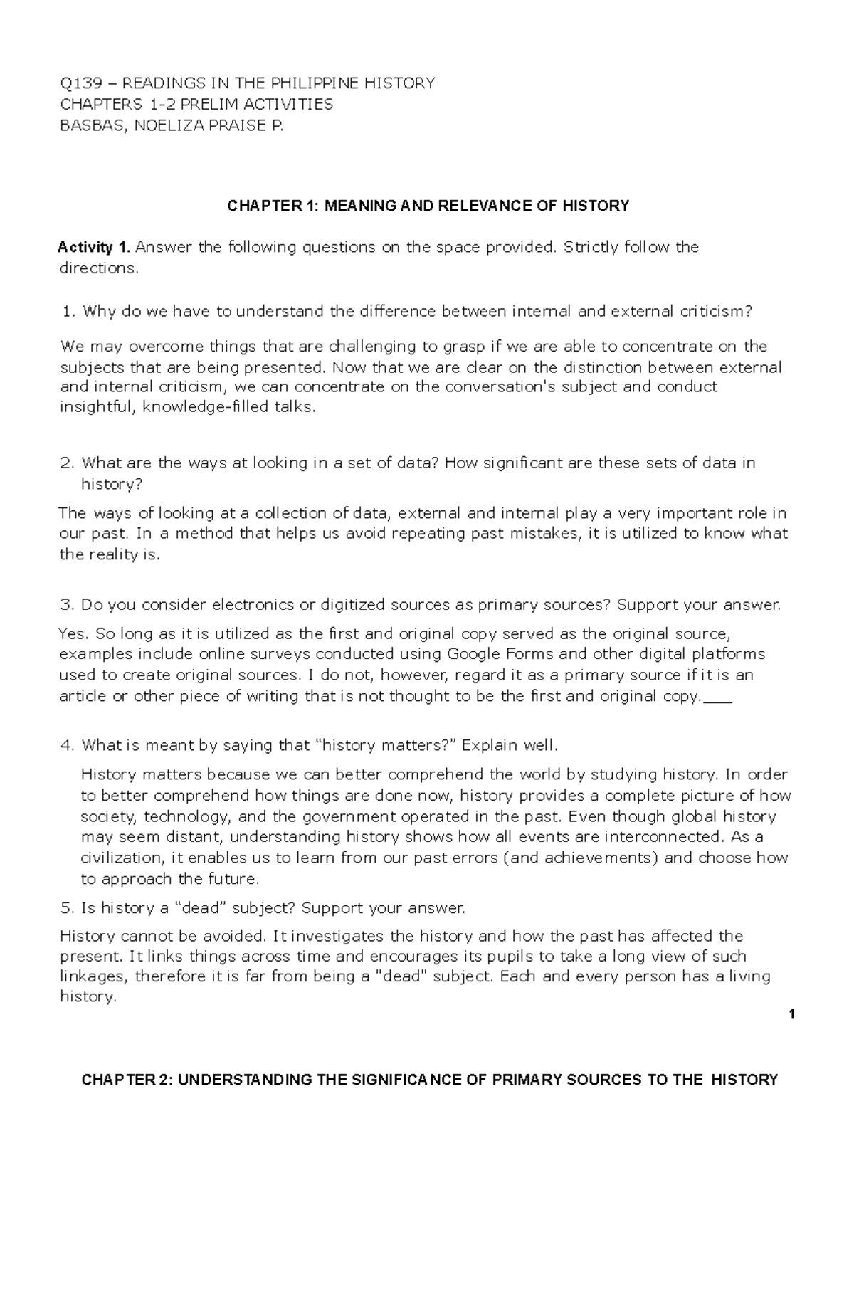 RPH Chapters 1 2 Prelim Activities PDF Basbas Noeliza Praise 1 - Q139 – READINGS IN THE ...