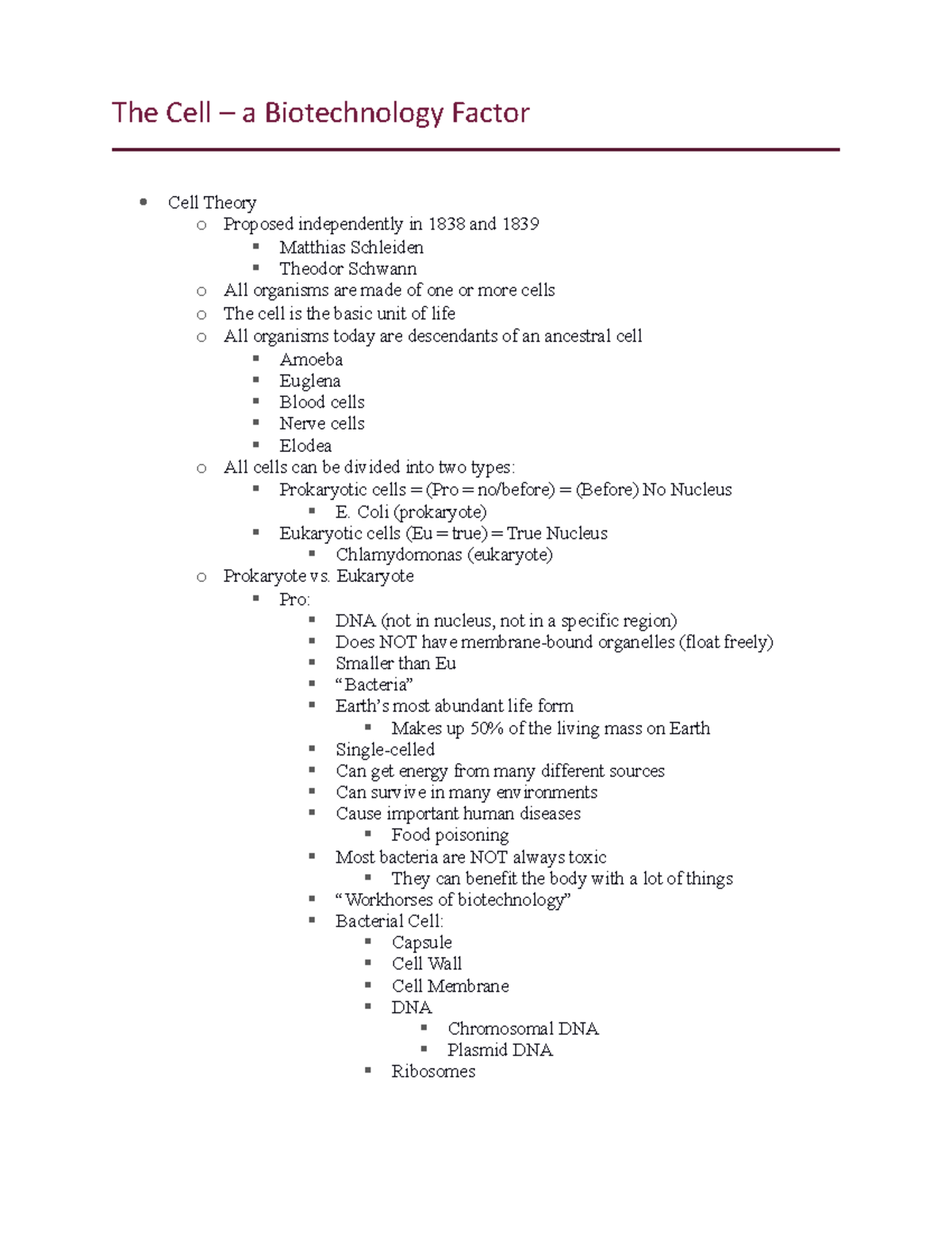 The Cell - a Biotechnology Factor - The Cell – a Biotechnology Factor ...