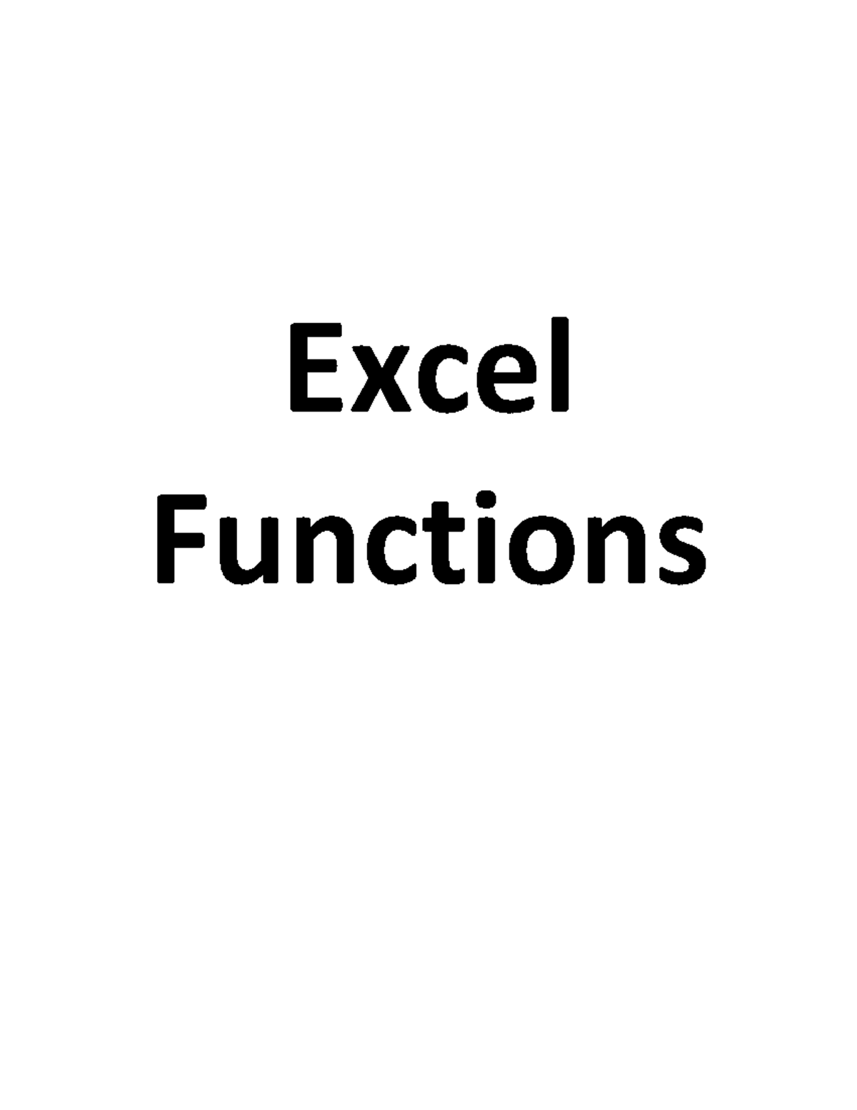 Excel-functions - Learning - !!!!!!!!! !"#$%& '()#*+,)-& & - Studocu