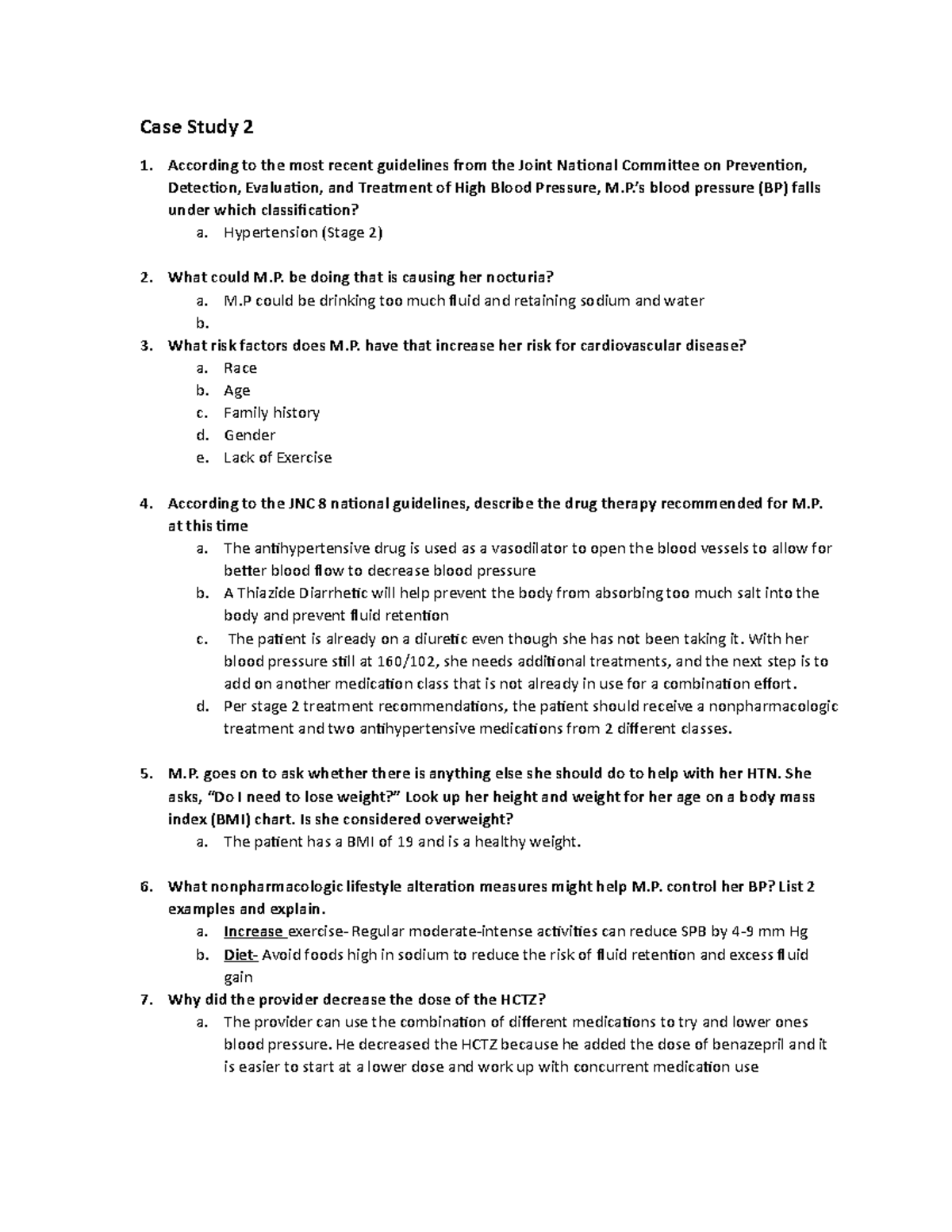 Case Study: Hypertension Management and Medication Therapy - Studocu