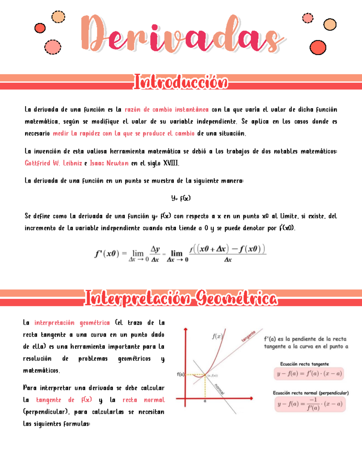 Derivadas en Cálculo Diferencial - Introducción La derivada de una ...