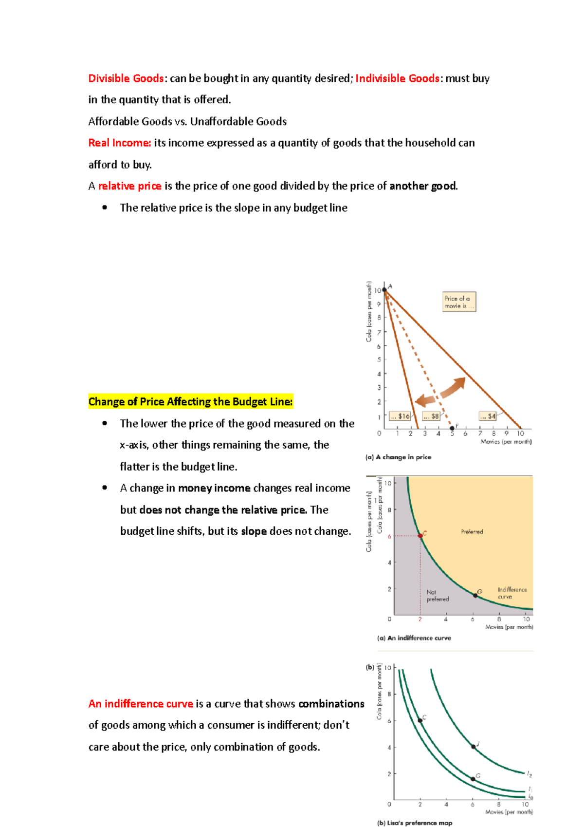 Chapter 9 Textbook Note - Divisible Goods: can be bought in any ...