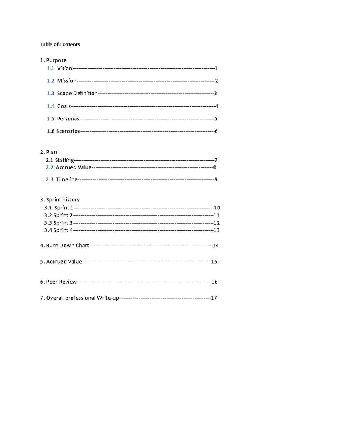Final pro - assignments - Table of Contents - 1 Vision- 1. Purpose - 1 Mission- 1 Scope ...