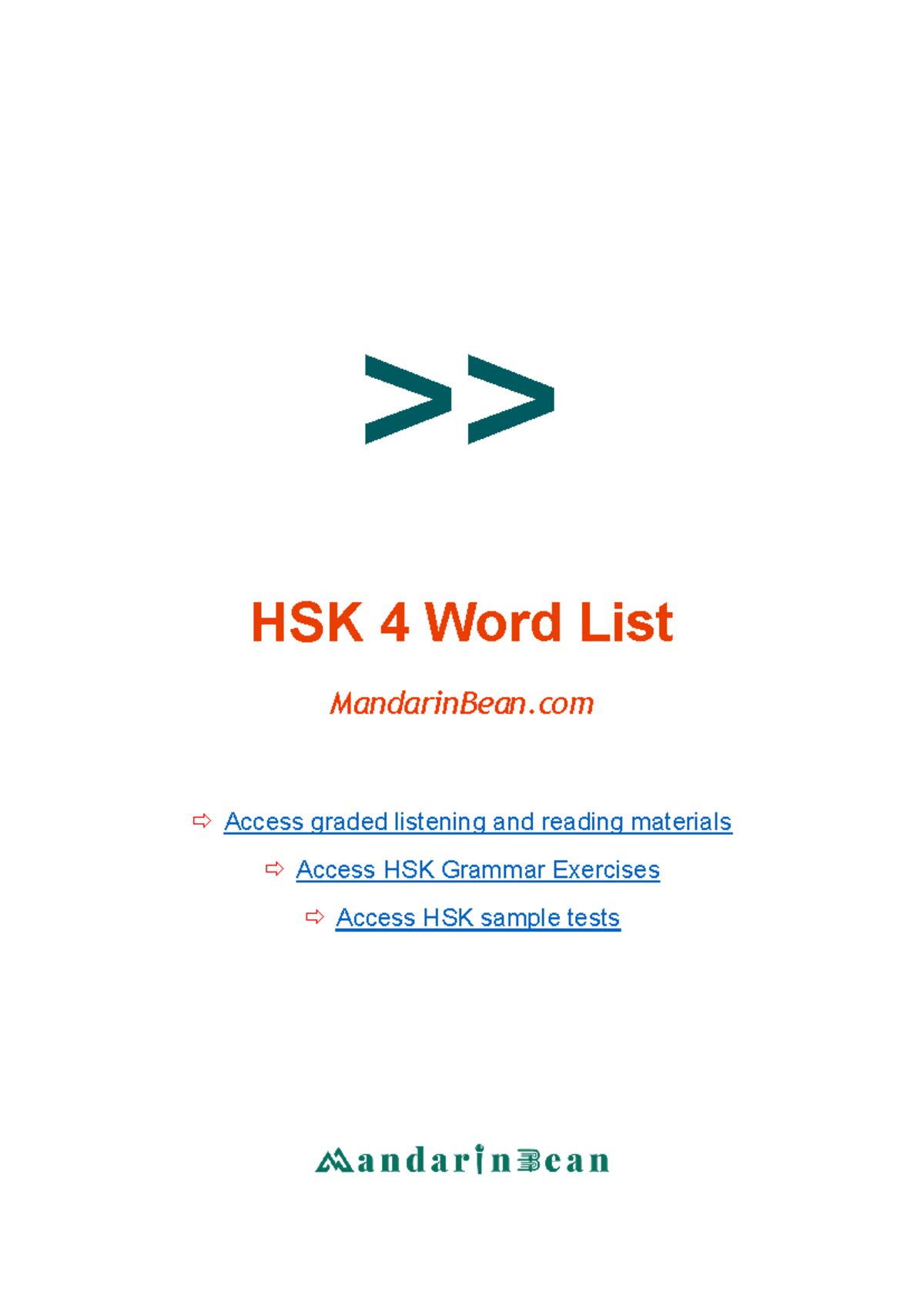 HSK-4-Vocabulary - mmm - >> HSK 4 Word List MandarinBean Access graded ...