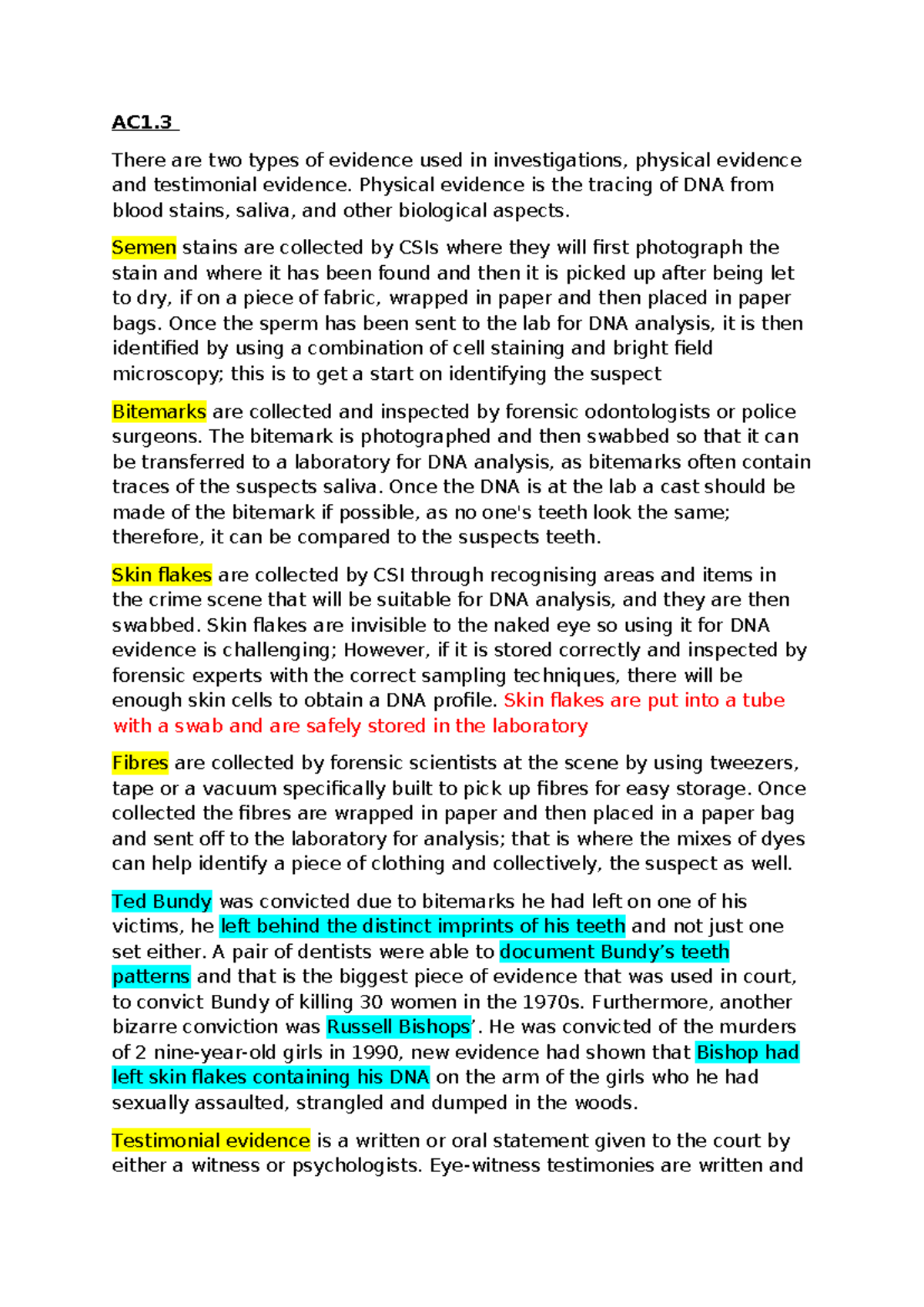 AC1.3 write up - Notes written up of AC1.3 unit 3 criminology - AC1 ...
