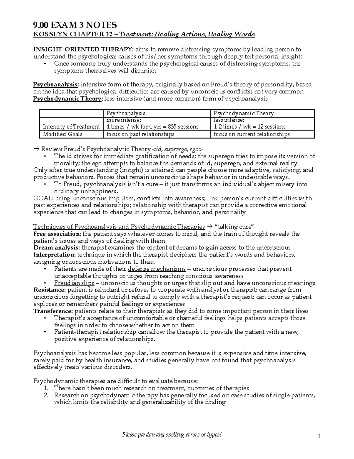 MIT 12 - introduction to psychology - KOSSLYN CHAPTER 12 – Treatment ...