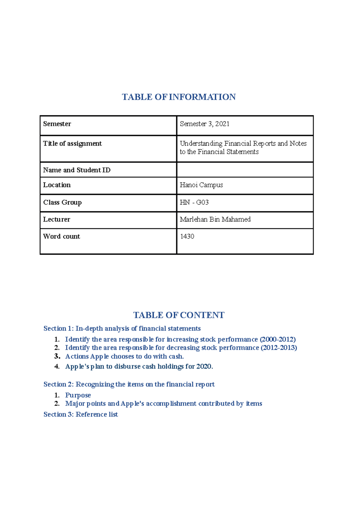 ACCT-3 - ACCT-3 - TABLE OF INFORMATION Semester Semester 3, 2021 Title ...