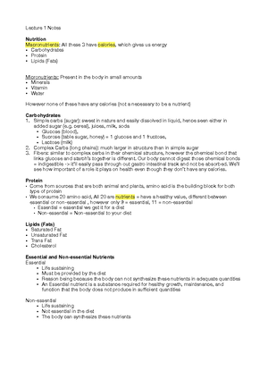 Nutrition Midterm Study Guide - Week 1: Introduction, Guides for a ...