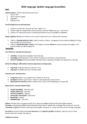 Child language aquisition CLA written communication key ideas - Child ...