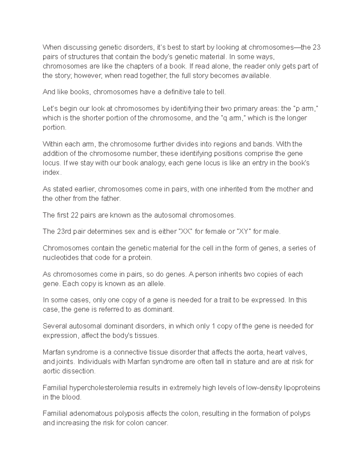 Chapter 3 Genetic Basis of Diseases - When discussing genetic disorders ...