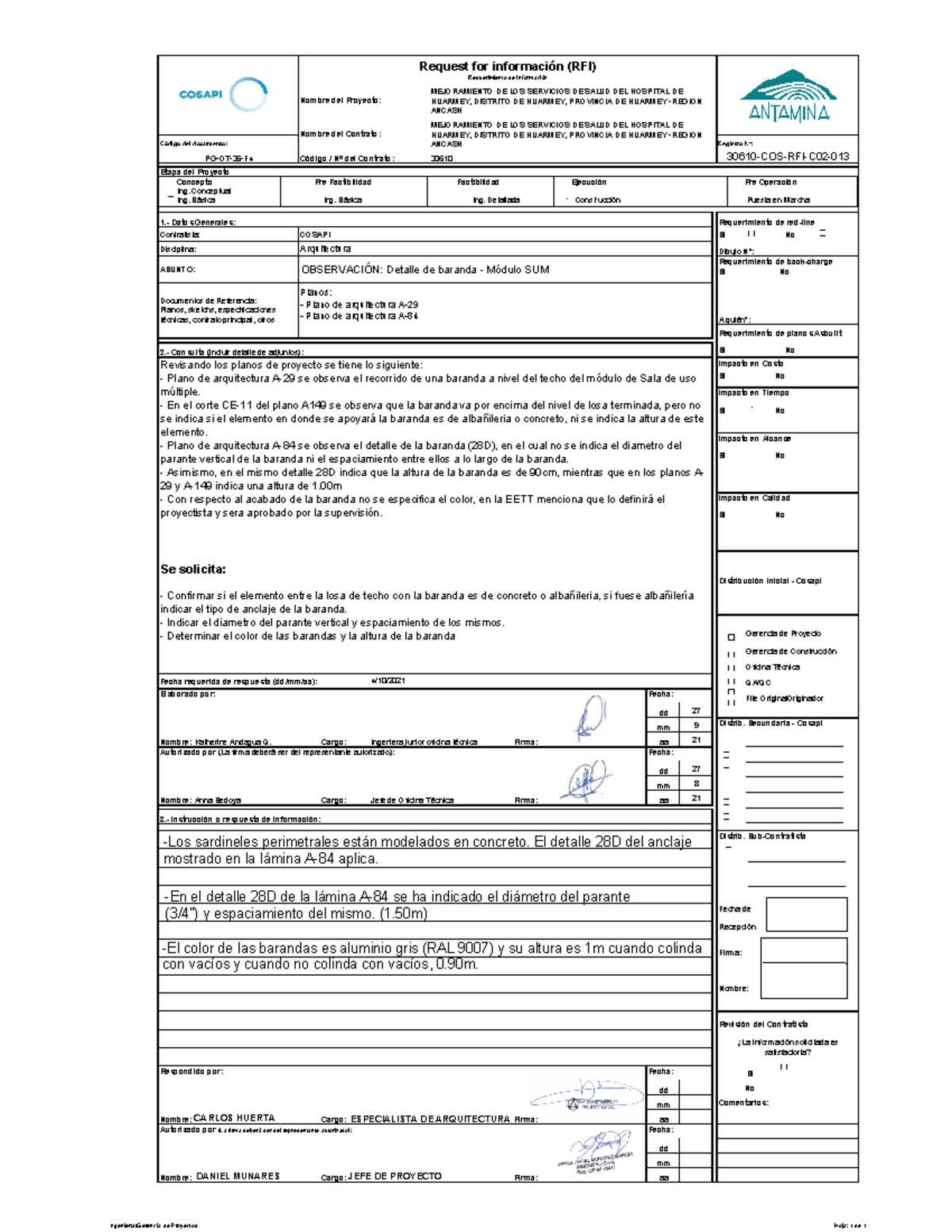 MODELO DE RFI - DETALLE - Request for información (RFI ...