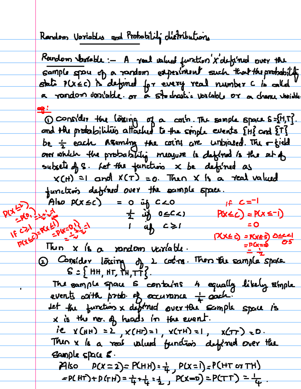 Random variable-pdf and df - BSC Mathematics - Studocu
