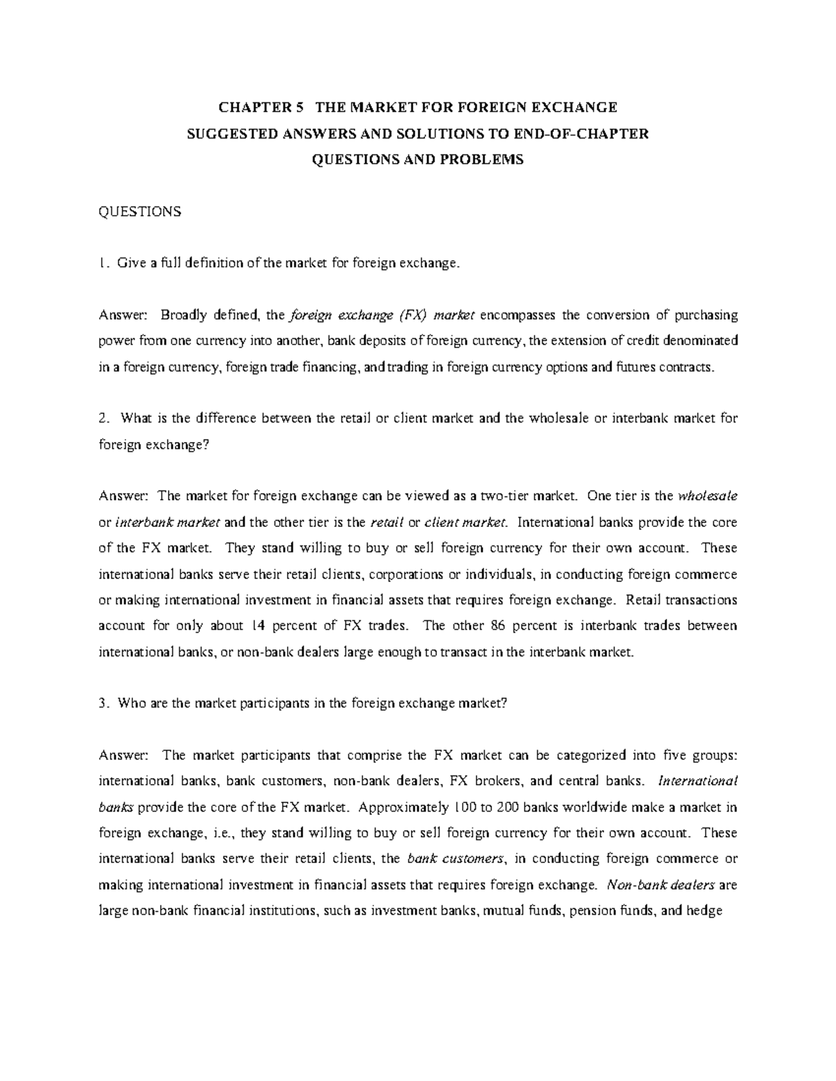 Chapter 5 THE Market FOR Foreign Exchange CHAPTER 5 THE MARKET FOR chapter-5-the-market-for-foreign-exchange-chapter-5-the-market-for
