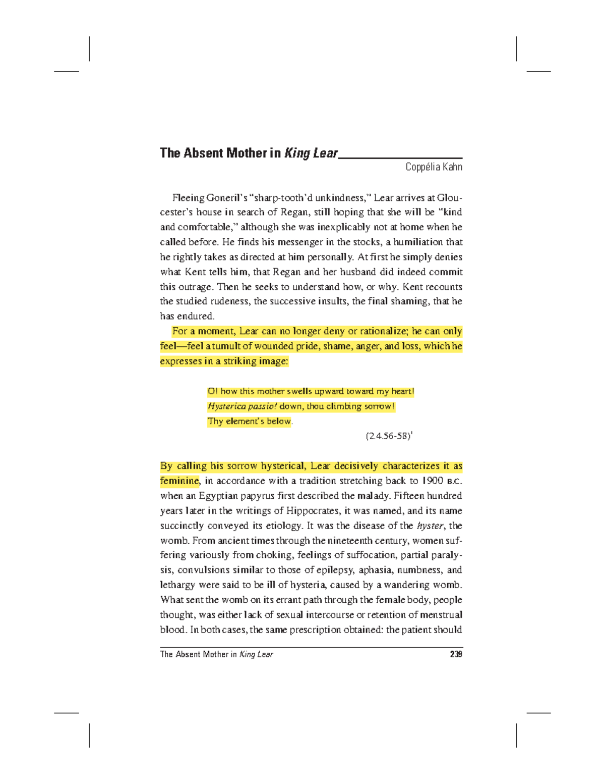 The Absent Mother - a Feminist lens - The Absent Mother inKing Lear ...