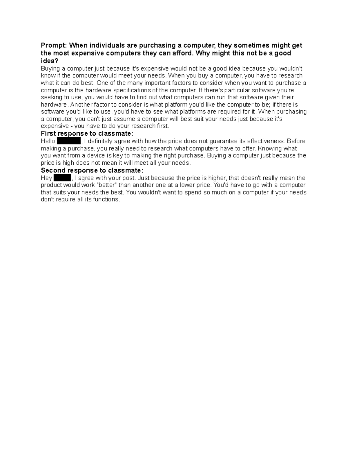 Intro to Computers and Computing Unit 3 DQ (2023) - Prompt: When ...